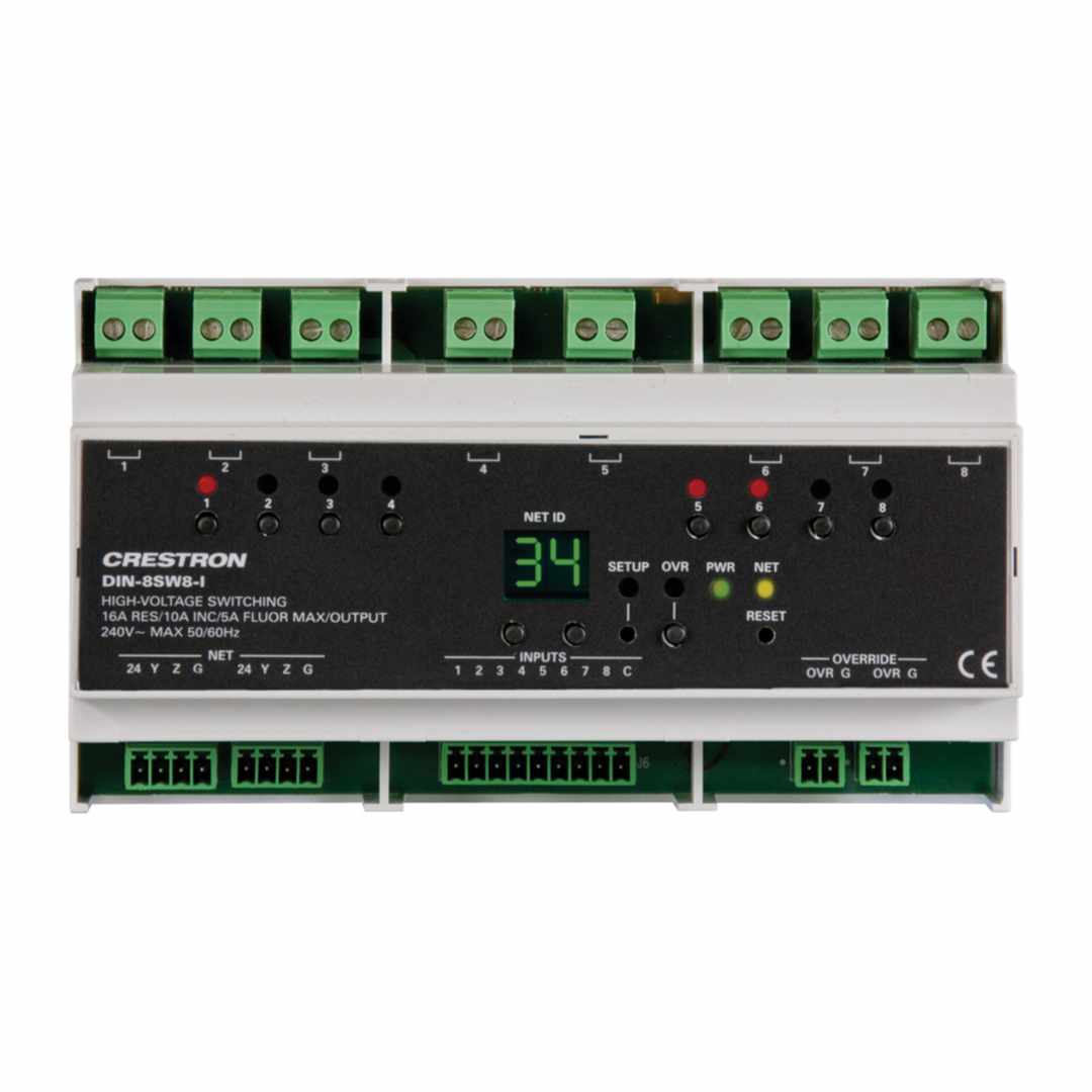 Crestron DIN-8SW8-I DIN Rail High-Voltage Switch with Digital Inputs ...